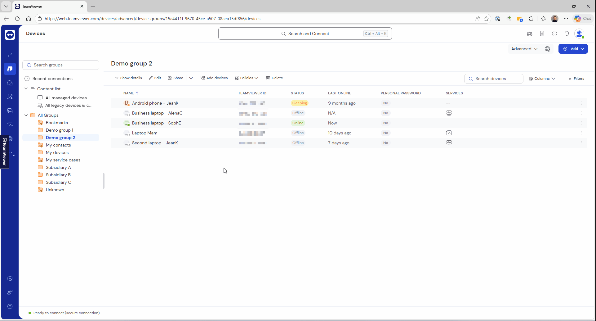 Share device groups and devices with user groups