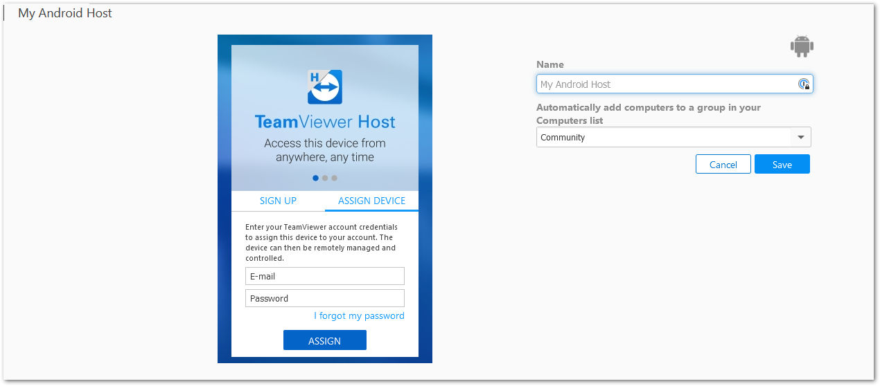 Host Android personalizado