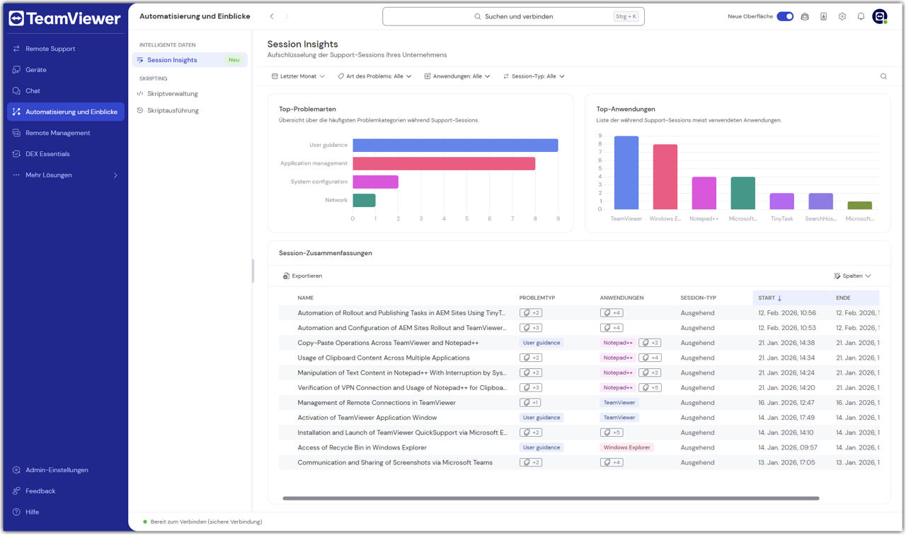 Session-Zusammenfassungen mithilfe von Session Insights generieren