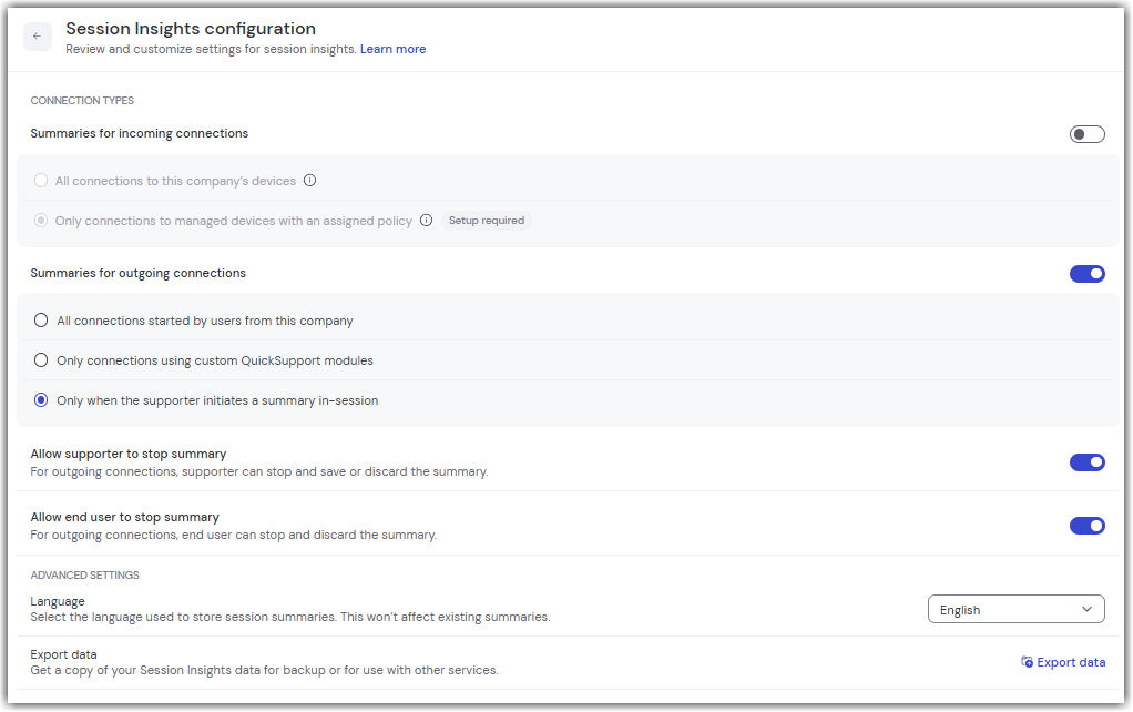 Generate session summaries with Session Insights